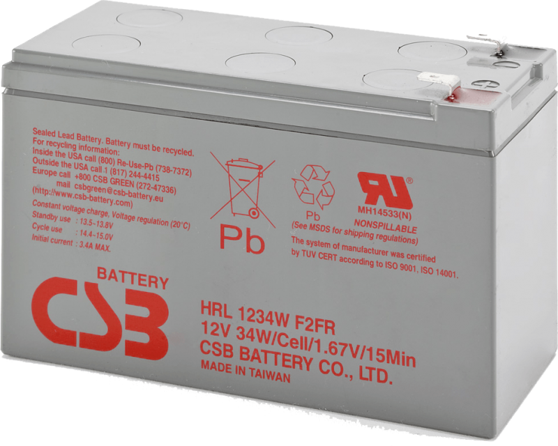 CSB HRL1234W 12V 9Ah 204W Sealed Lead Acid Replacement UPS Battery ...