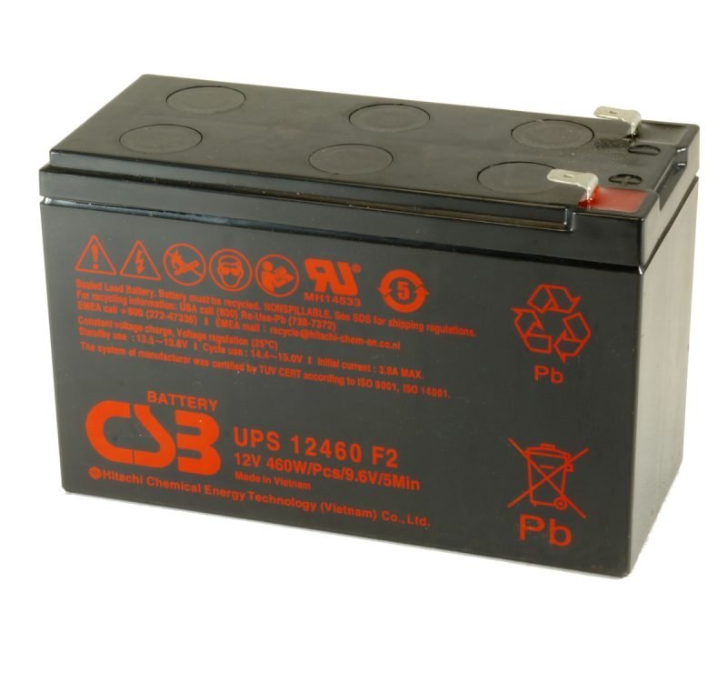 CSB UPS12460 F2 12V 460W Lead Acid Replacement UPS Battery - UPS Power ...